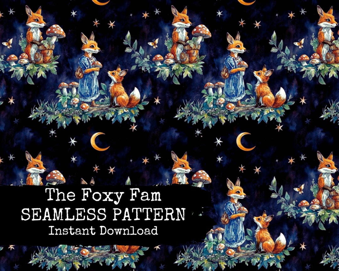 Kids Unisex Fox Seamless Pattern File - Cute Foxes Repeating Pattern ...