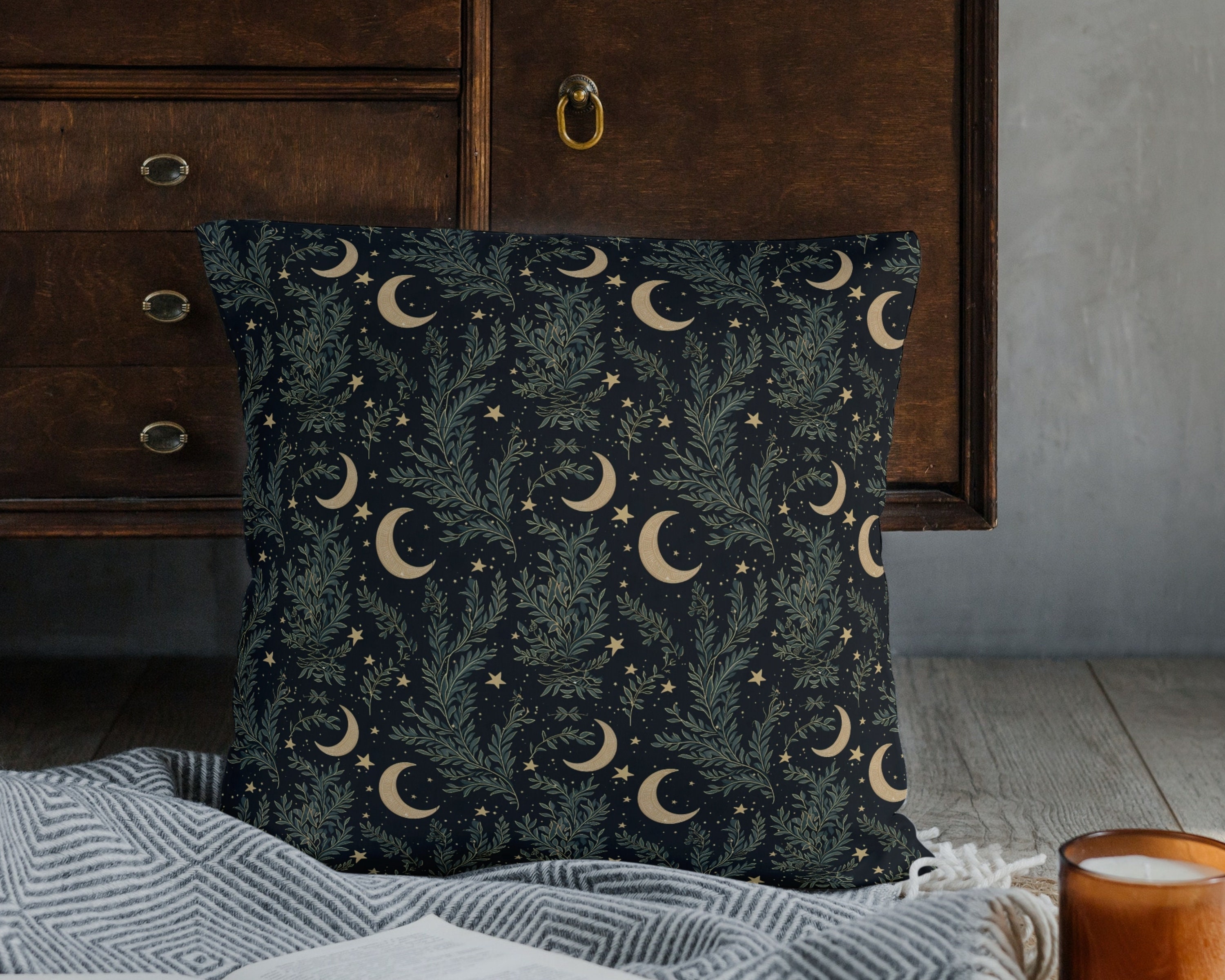 Celestial Skies Witchy Wallpaper - Moon & Stars Seamless Pattern File ...