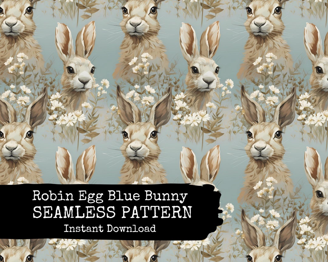 Easter Bunny Seamless Pattern File - Neutral Rabbit and Spring Flowers ...