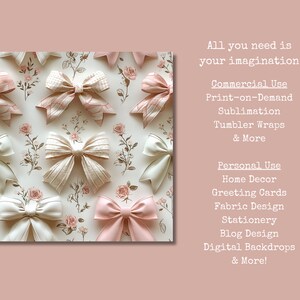 Coquette Bows Digital Seamless File - Girly Bows and Romantic Roses ...