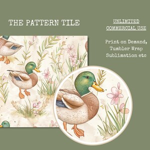 Mallard Digital Seamless Pattern File - Vintage Ducks and Flowers ...