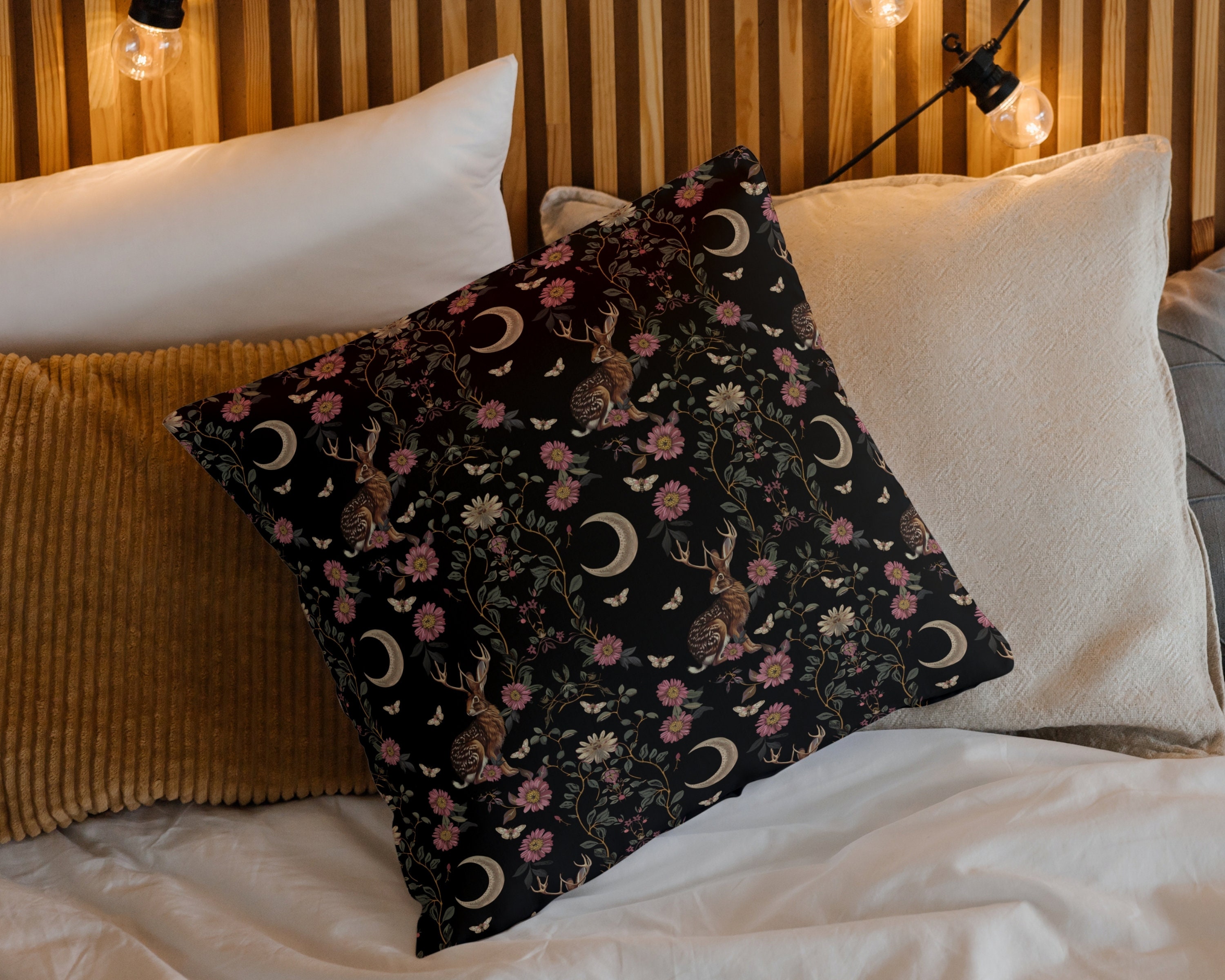 Jackalope Moon Seamless Pattern File - Cryptid Celestial Woodland ...