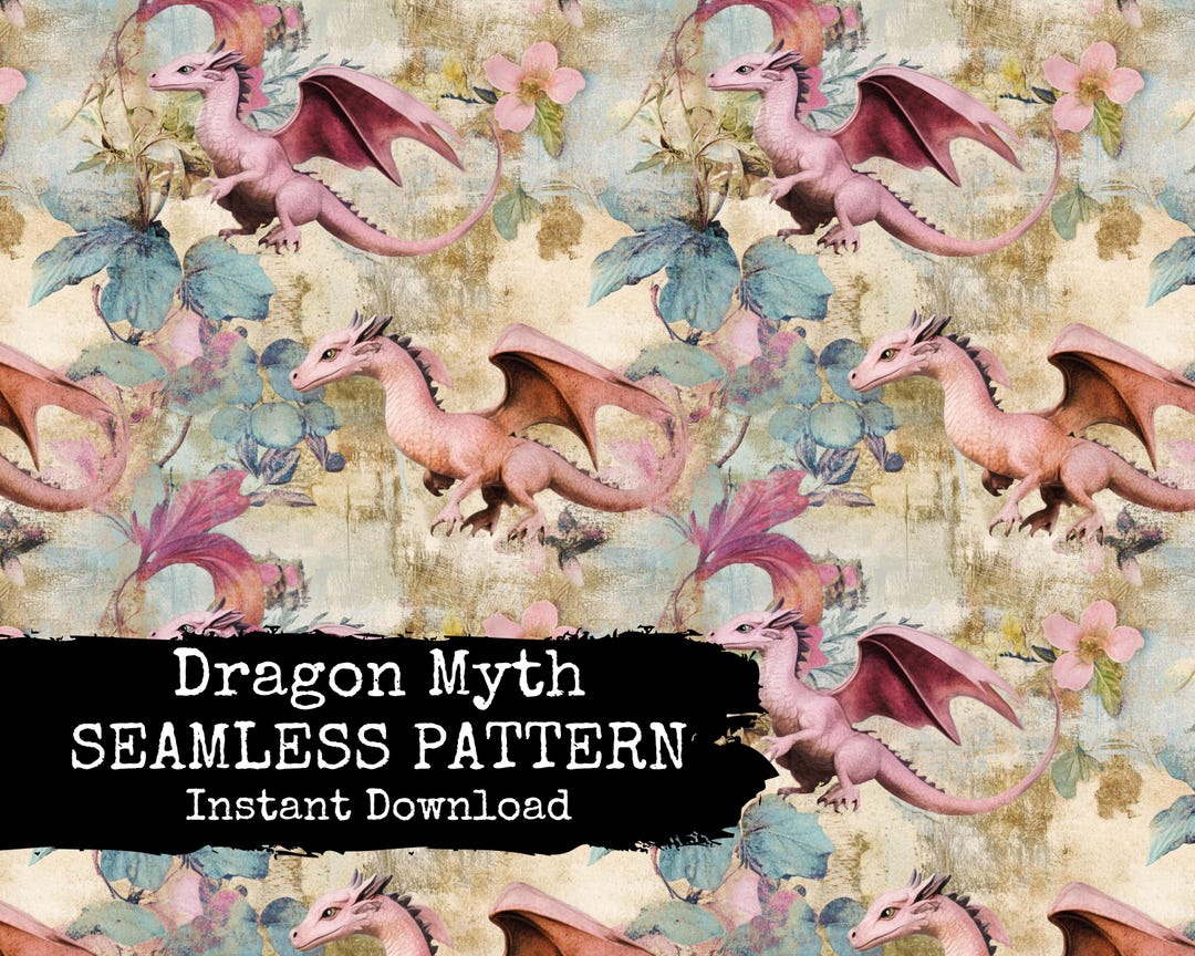 Fantasy Dragon Seamless Design Print for Instant Download - Dragoncore ...