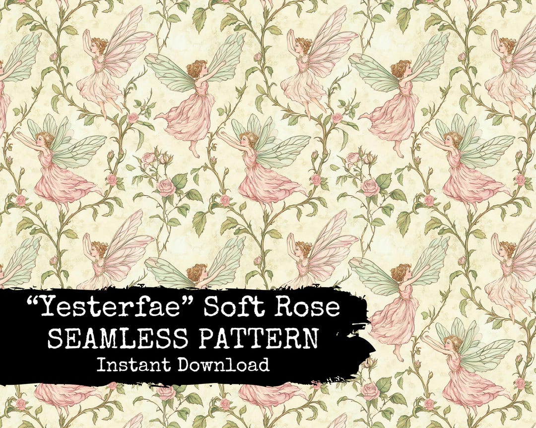 Vintage Flower Fairy Digital Seamless File - Roses and Fairies ...