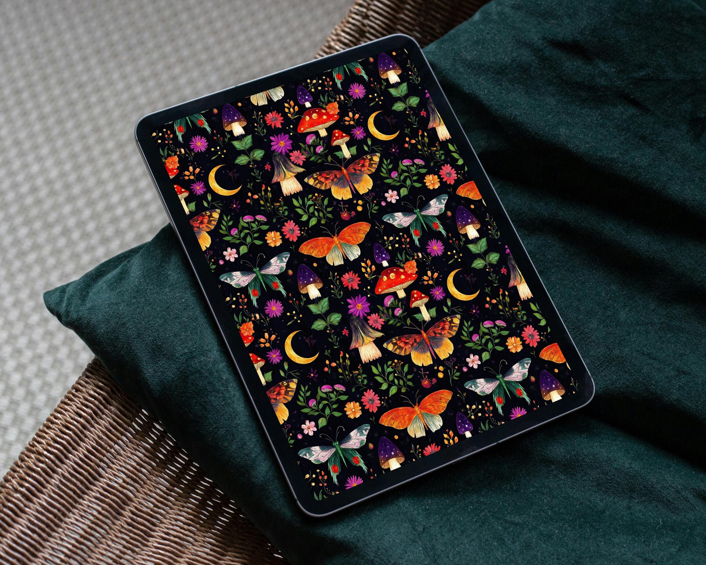 Witchy Night Garden Seamless Pattern File - Moon Moth and Mushrooms ...