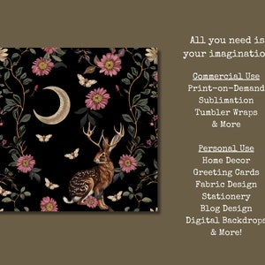 Jackalope Moon Seamless Pattern File - Cryptid Celestial Woodland ...
