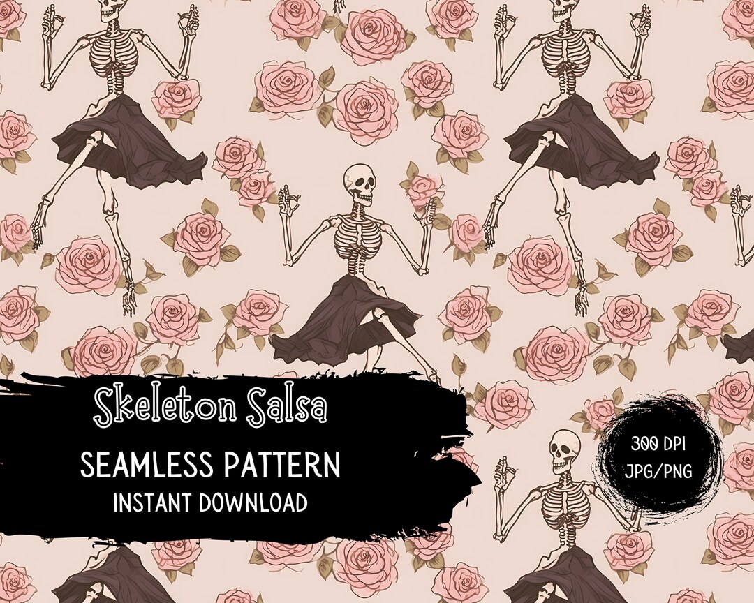 Dancing Skeleton Seamless Pattern - Goth Pretty Digital Repeating ...