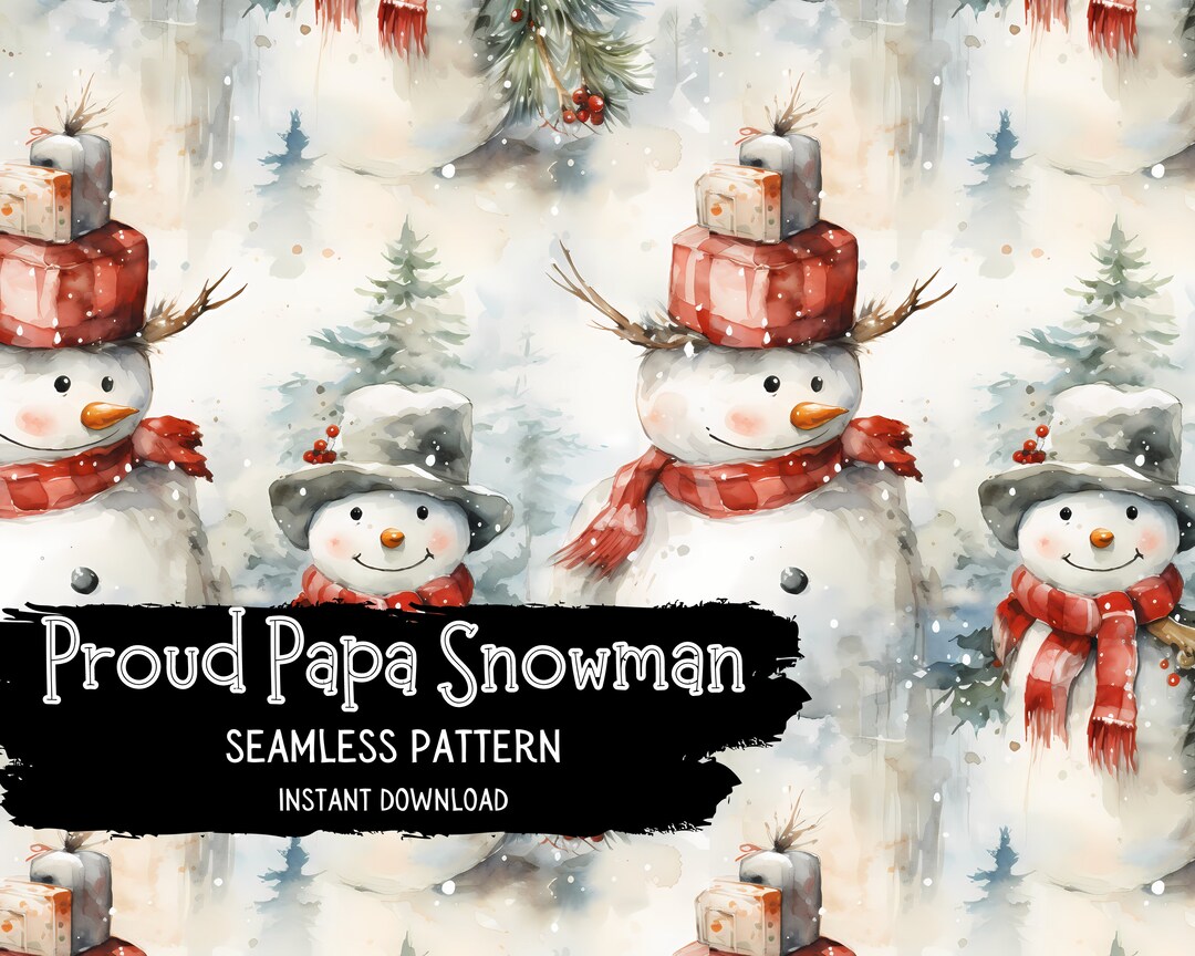 Christmas Snowman Digital Paper -- Watercolor Seamless Pattern File for ...