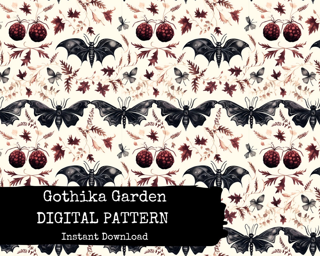 Gothic Garden and Bugs Seamless Pattern File Halloween Creepy Crawlies ...