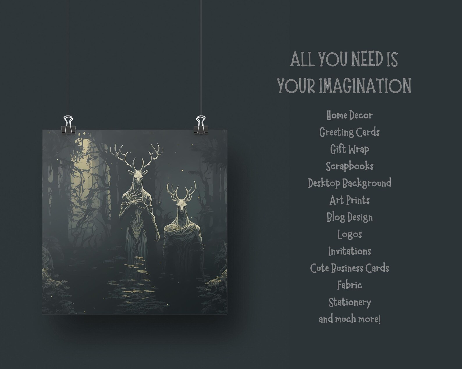 Cryptid Seamless Pattern File for Instant Download -- Halloween Wendigo ...