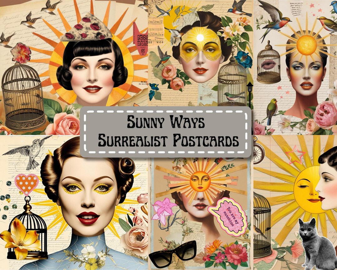 Surreal Digital Print Postcards - Printable Vintage Surrealism Ephemera ...