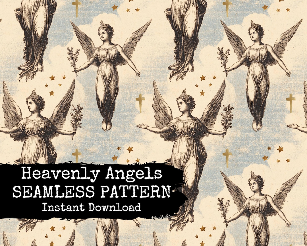 Guardian Angel Seamless Pattern File - Christian Faith Digital ...