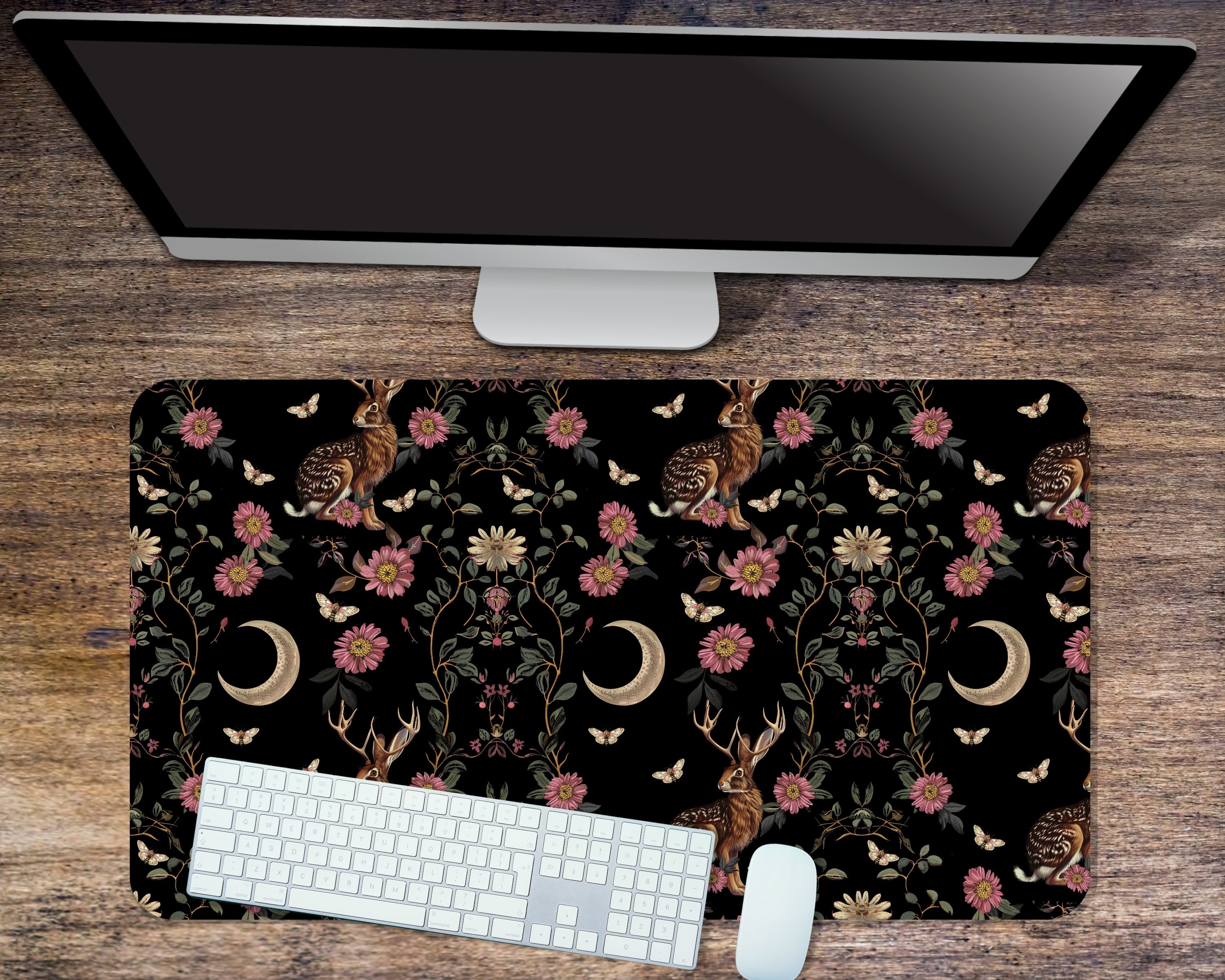 Jackalope Moon Seamless Pattern File - Cryptid Celestial Woodland ...