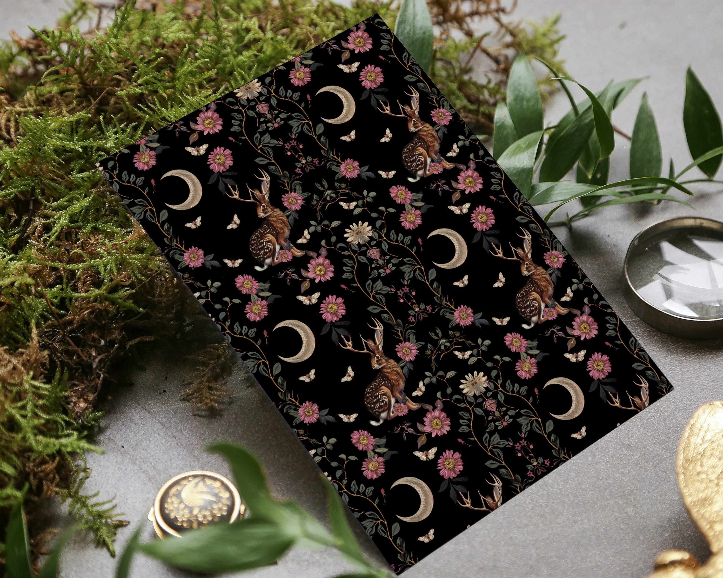 Jackalope Moon Seamless Pattern File - Cryptid Celestial Woodland ...