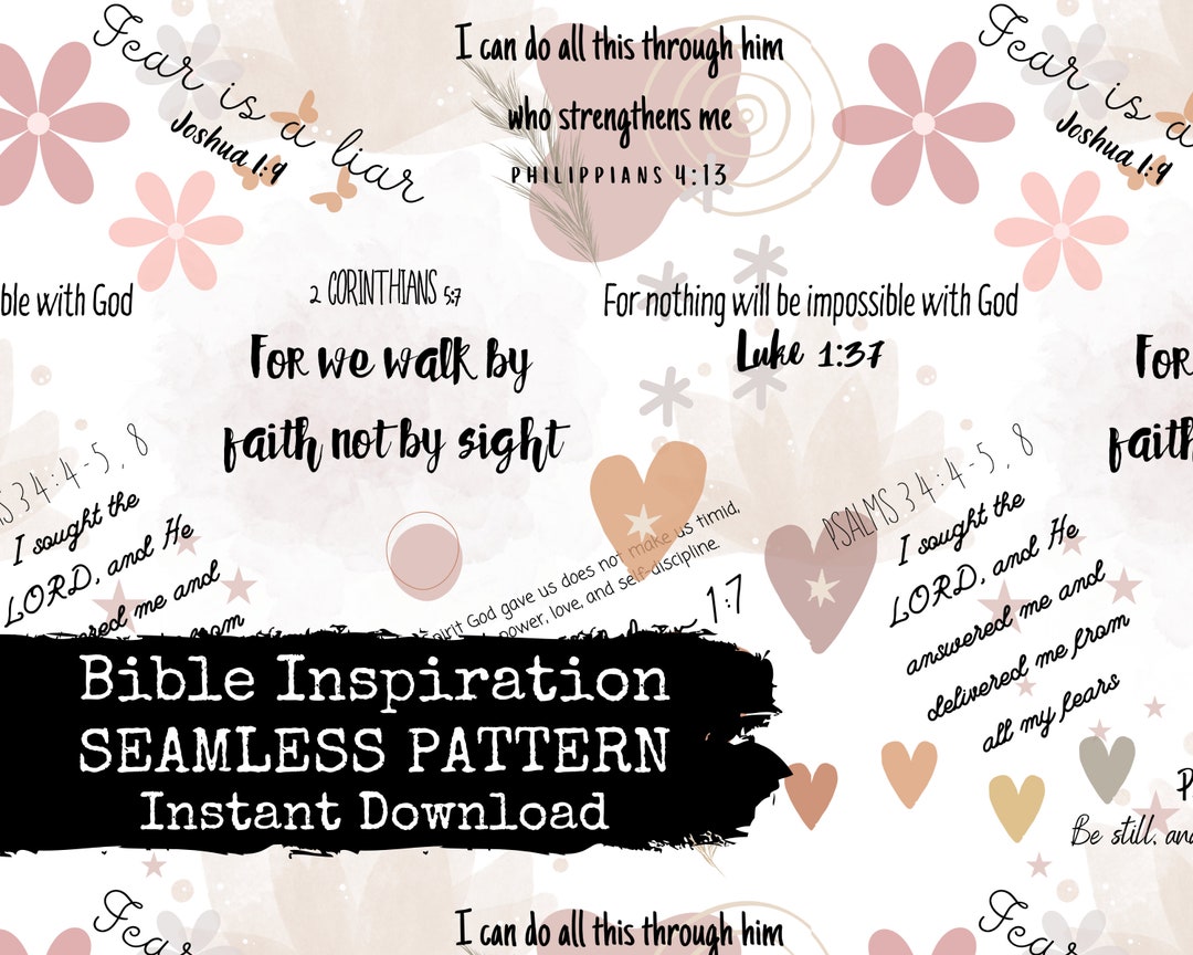 Bible Verse Boho Style Seamless Pattern File - Inspirational Christian ...