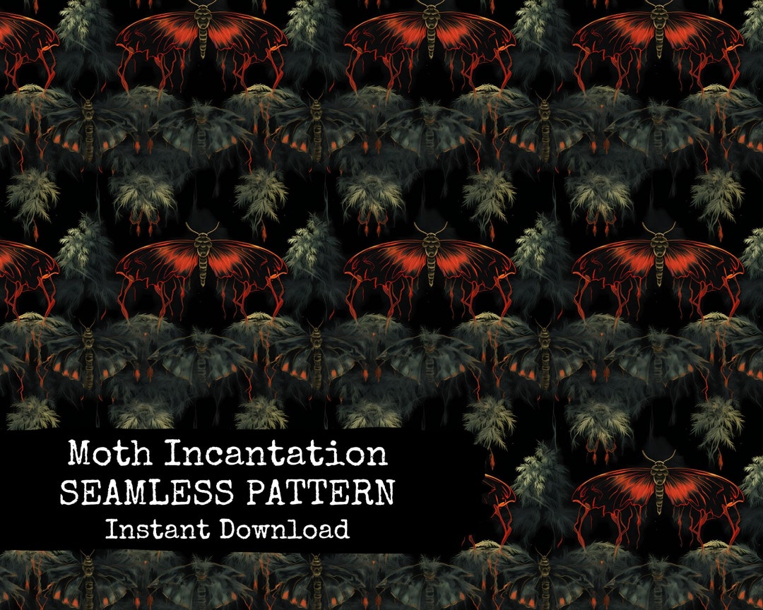 Witchy Pagan Mystical Moth Digital Paper - Magical Witch Moth Seamless ...