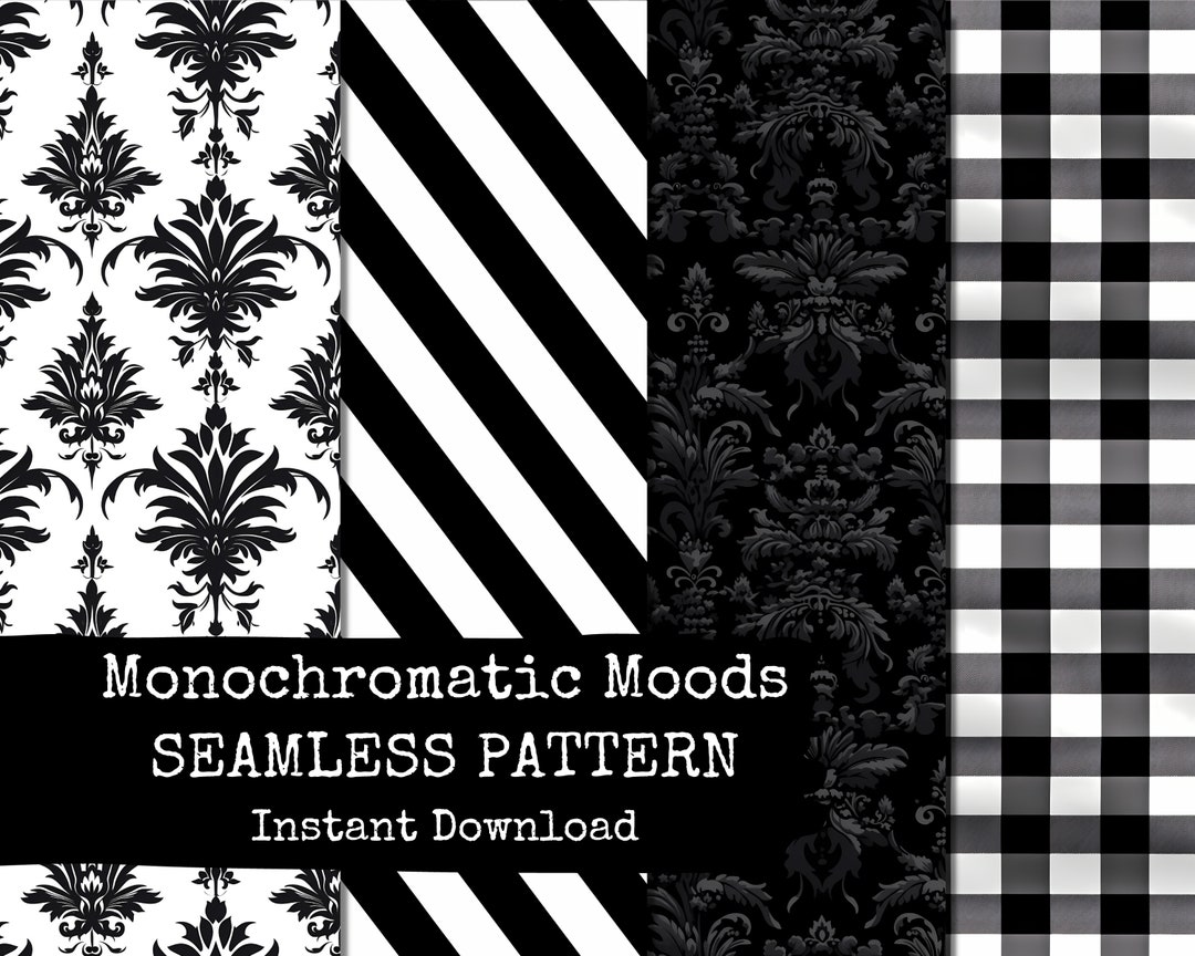 Monochromatic Moods Collection - Seamless Pattern Files - Black and ...