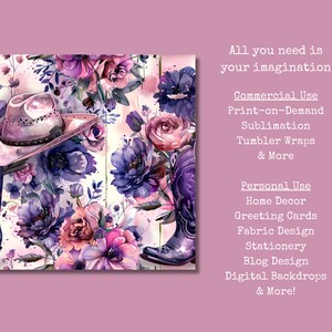 Cute Western Cowgirl Seamless Pattern File - Purple and Pink Cowgirl ...