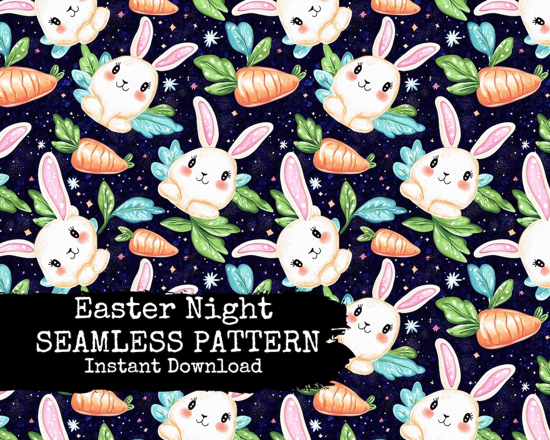 Easter Bunny and Carrot Seamless Pattern Design File - Kids Easter ...