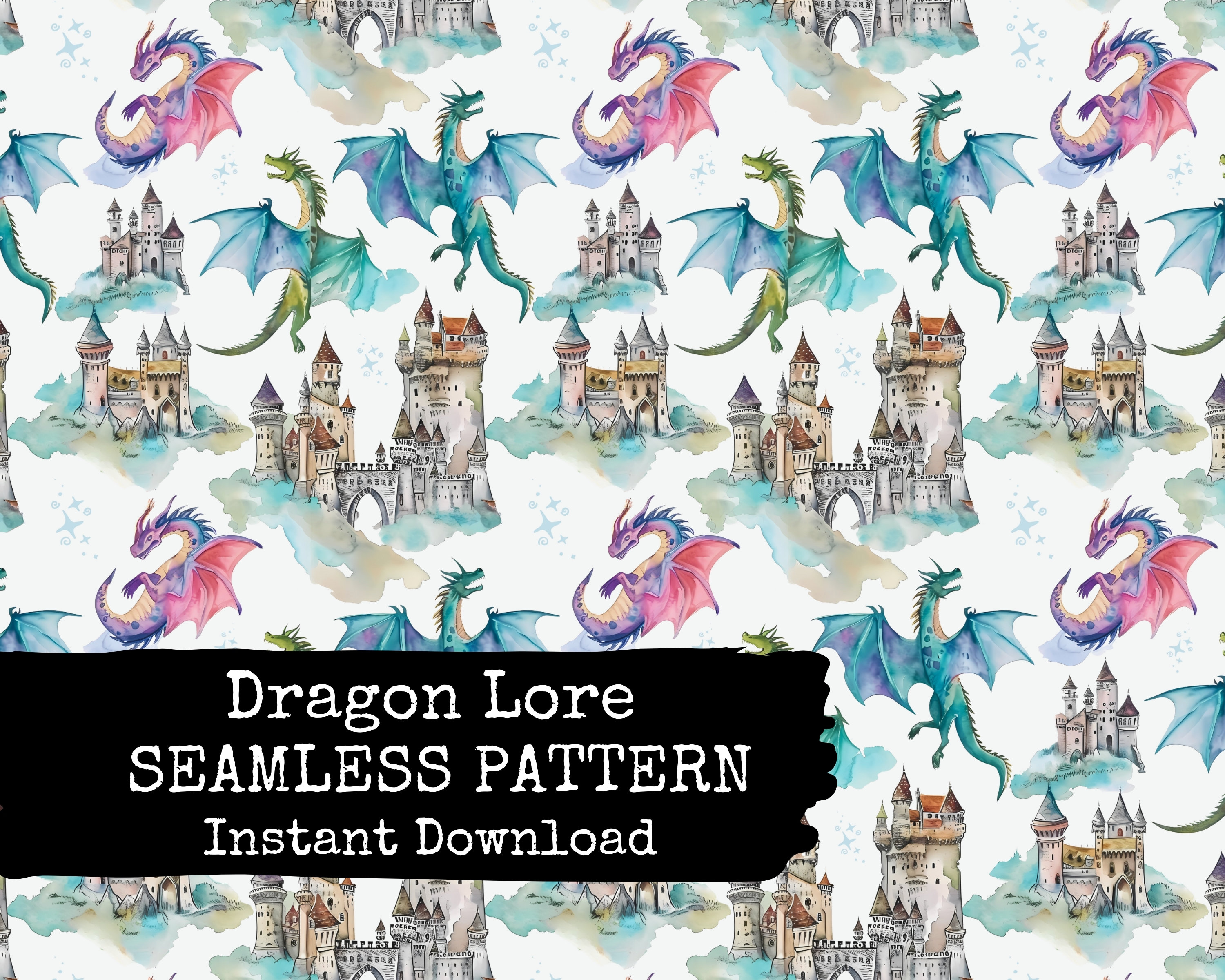 Mythical Dragons Digital Wallpaper & Surface Design - Kids Dragon Lore ...