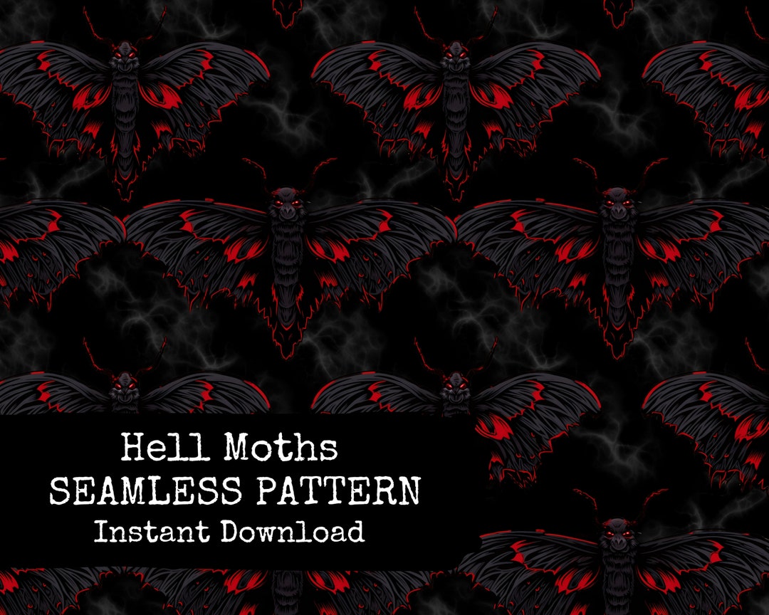 Cryptid Creepiness Seamless Pattern File - Mothman & the Hell Moths ...