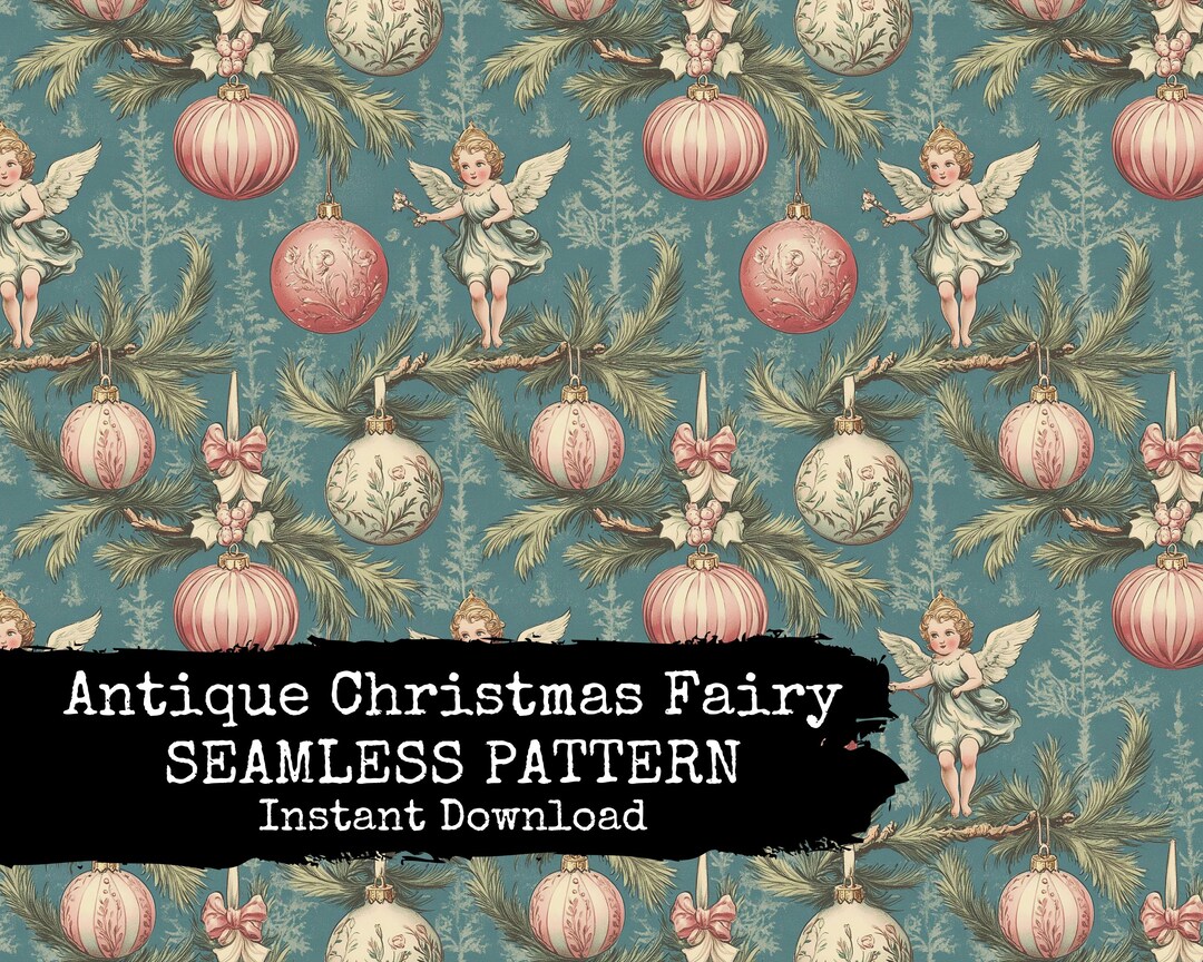 Vintage Christmas Angel Digital Seamless File - Antique Angel Repeating ...