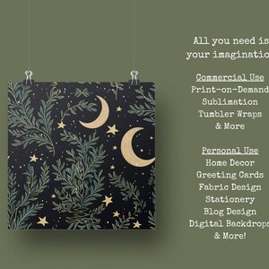 Celestial Skies Witchy Wallpaper - Moon & Stars Seamless Pattern File ...