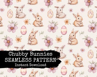 Easter Bunnies and Eggs Digital Download Seamless Pattern - Etsy