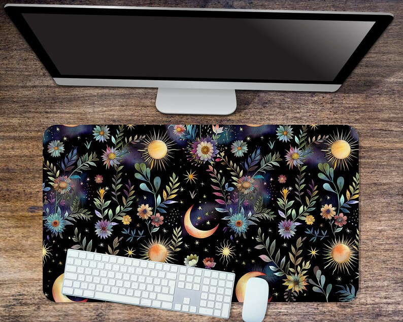 Celestial Moon Flowers Seamless Pattern File - Sun Moon Stars Floral ...