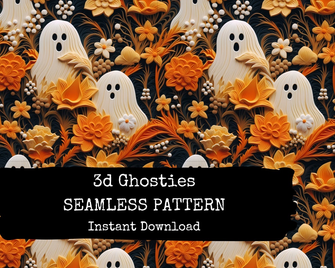 3d Halloween Ghosts Seamless Pattern - Printable Cute Ghosts Digital ...