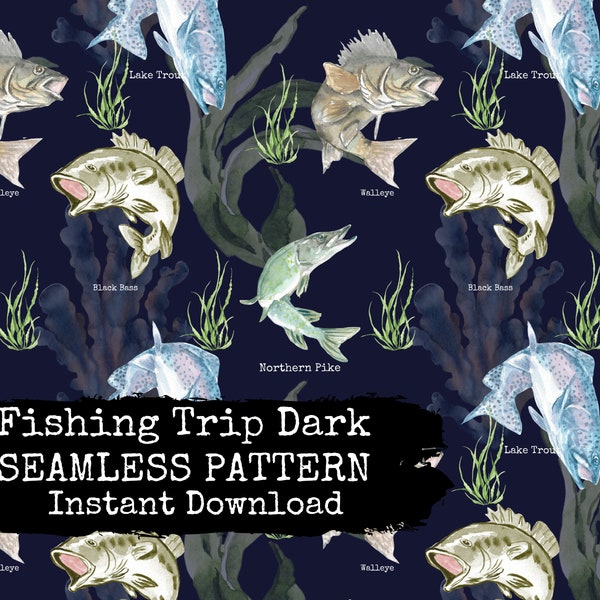 Bass Fishing Seamless Pattern - Etsy
