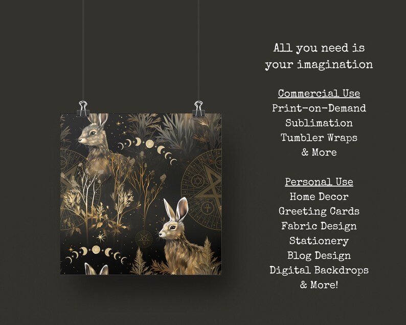 Witchy Celestial Digital Paper - Pagan Magic Seamless Pattern File ...