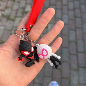 Spider Man Miles Morales Gwen Stacy Couple Keychain - Etsy
