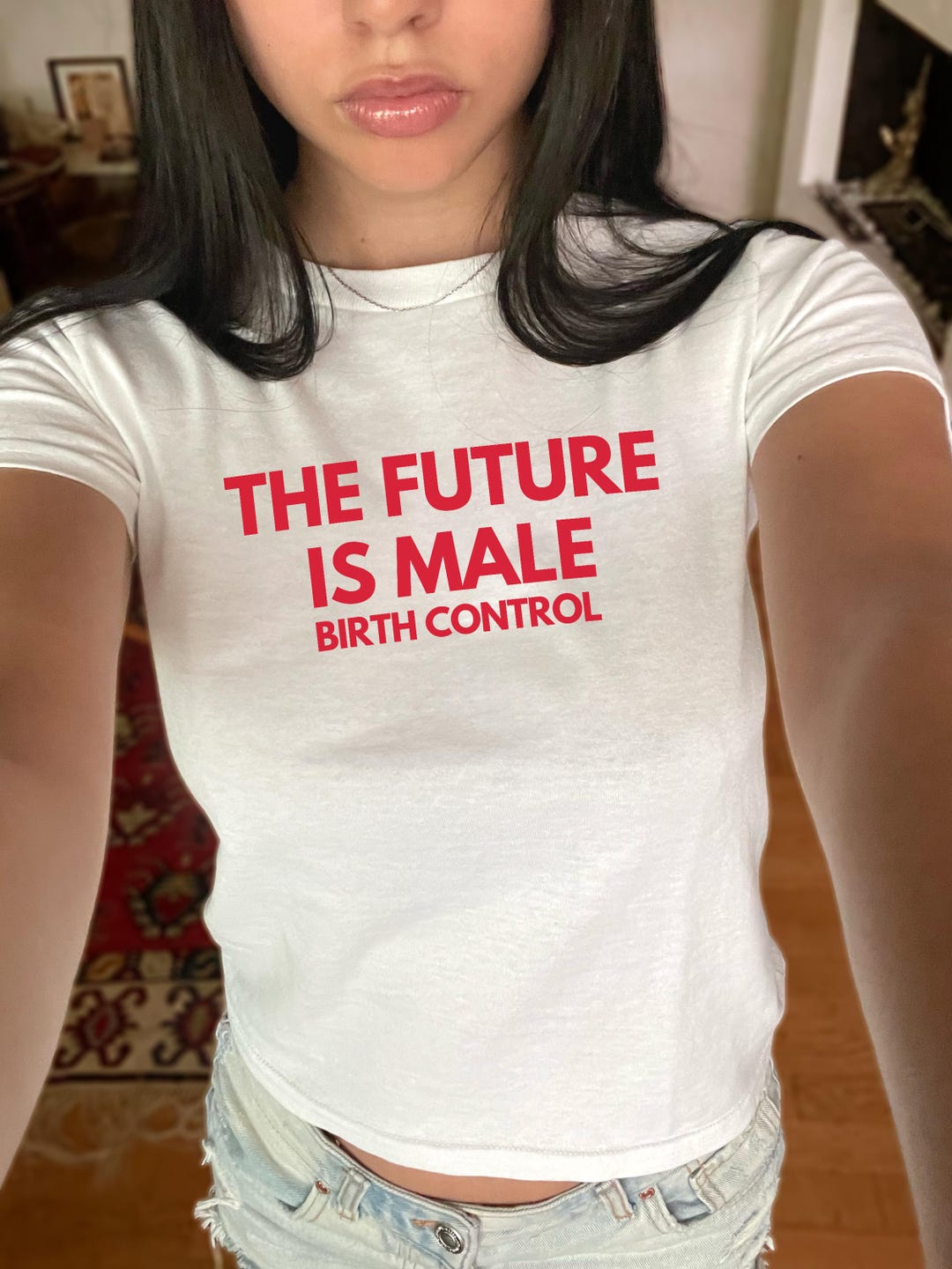 The Future is Male Birth Control Baby Tee Funny Shirt Y2K Shirt Women ...