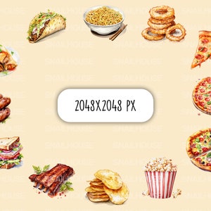 Watercolor Fast Food Clipart Bundle FREE Commercial Use Fast Food Clip ...