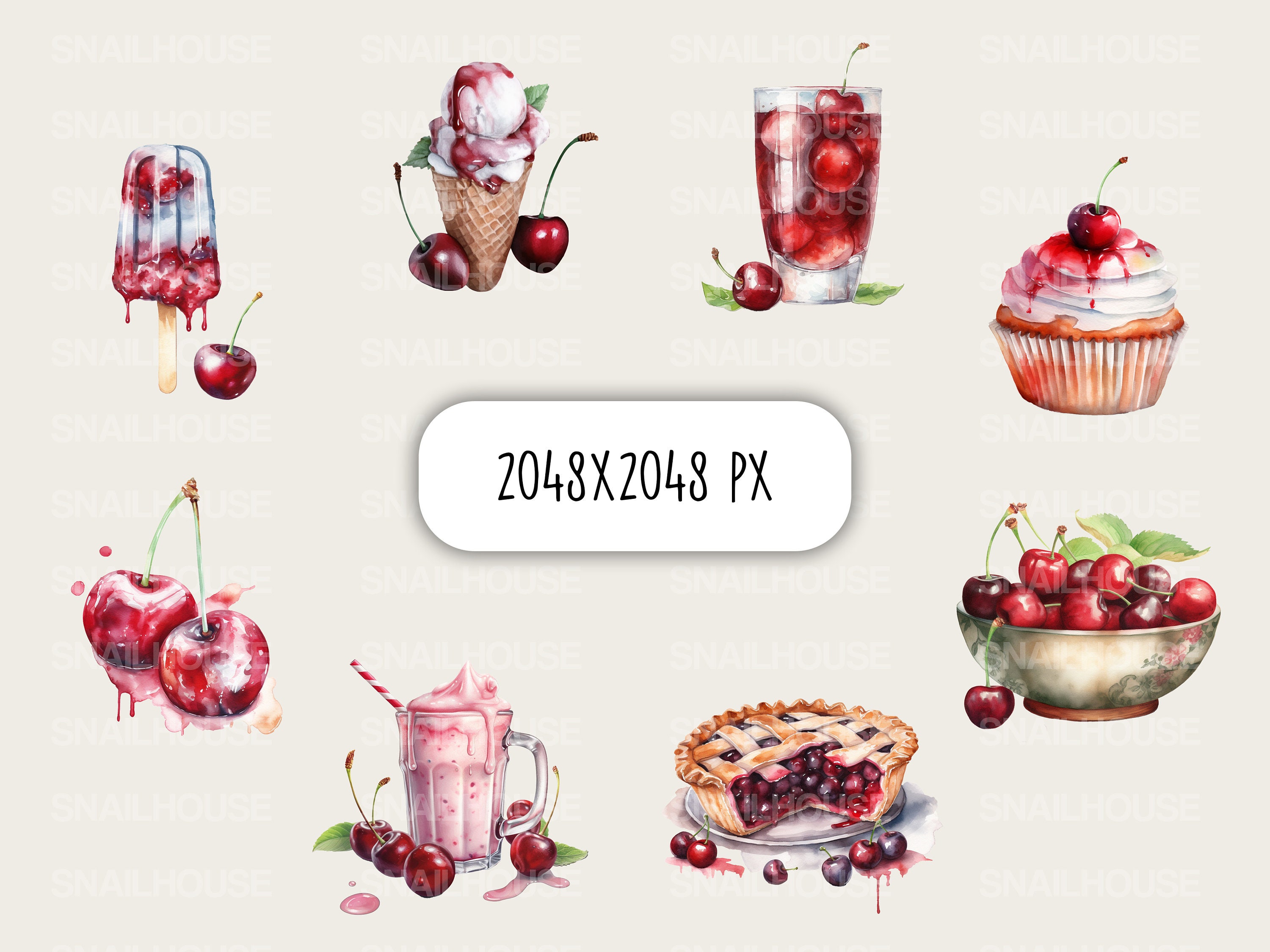 Watercolor Cherry Clipart Set Watercolor Cherry Images Cherry Themed ...