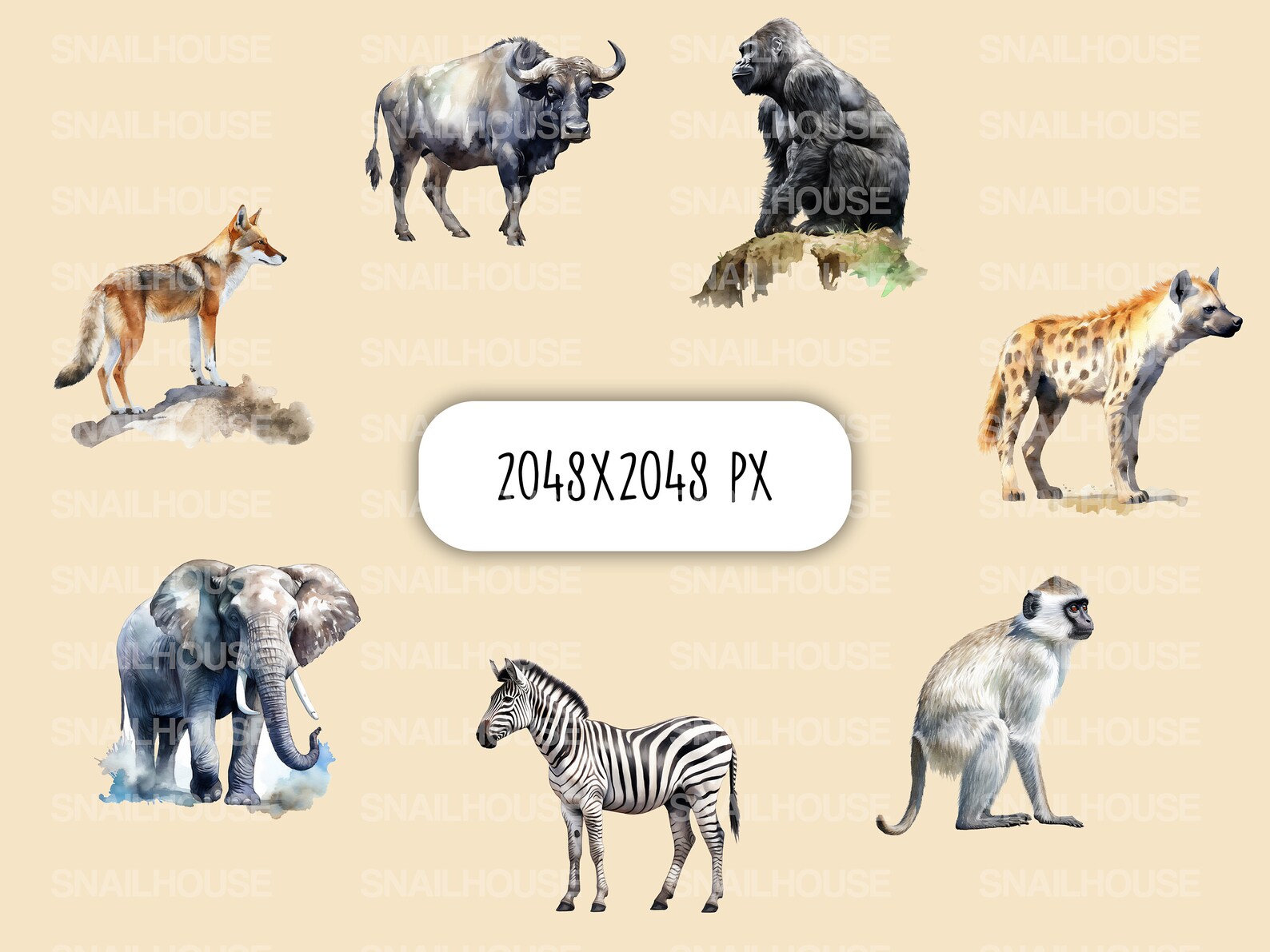 African Animal Clipart FREE Commercial Use Watercolor Animal Clipart ...