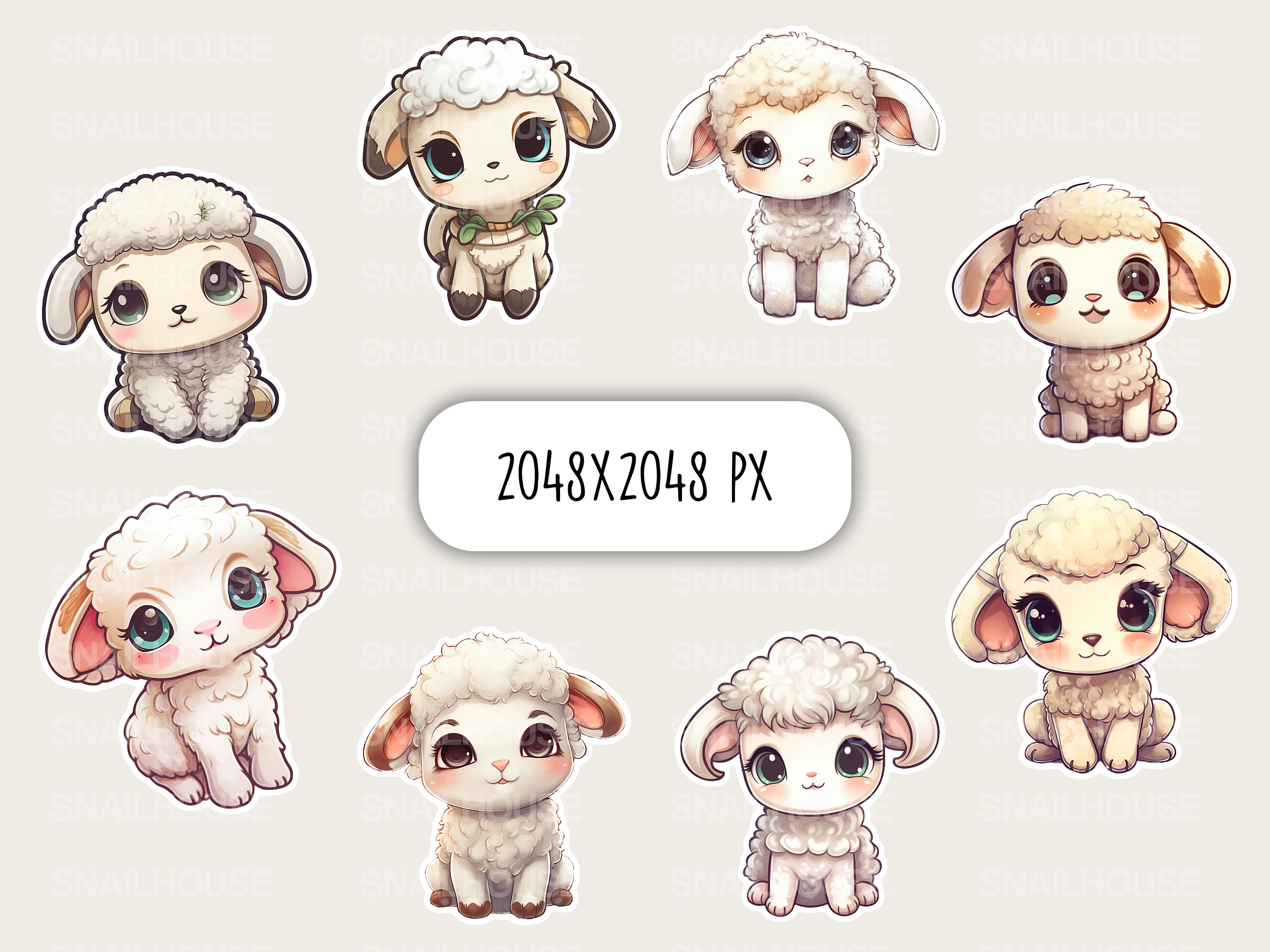Chibi Lamb Digital Stickers Cute Lamb Printable Stickers Cute Lamb ...