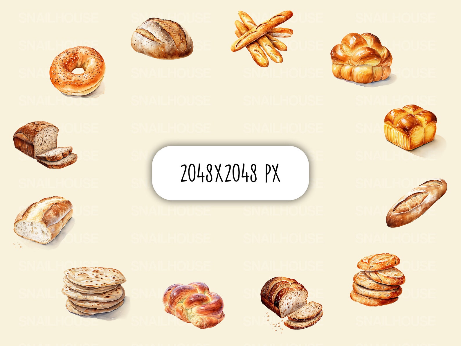 Watercolor Bread Clipart Bundle FREE Commercial Use Bread Clip Art ...