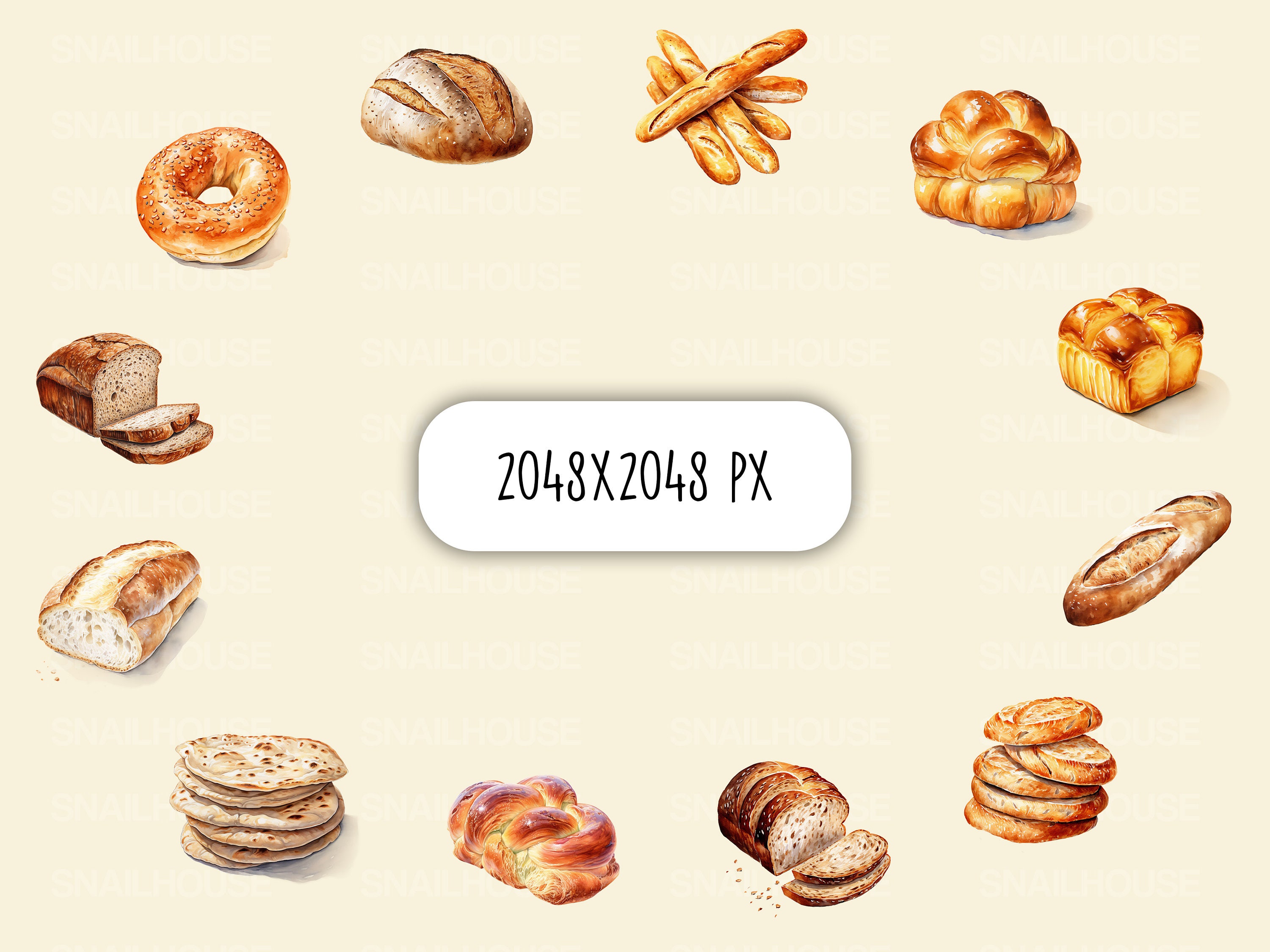 Watercolor Bread Clipart Bundle FREE Commercial Use Bread Clip Art ...