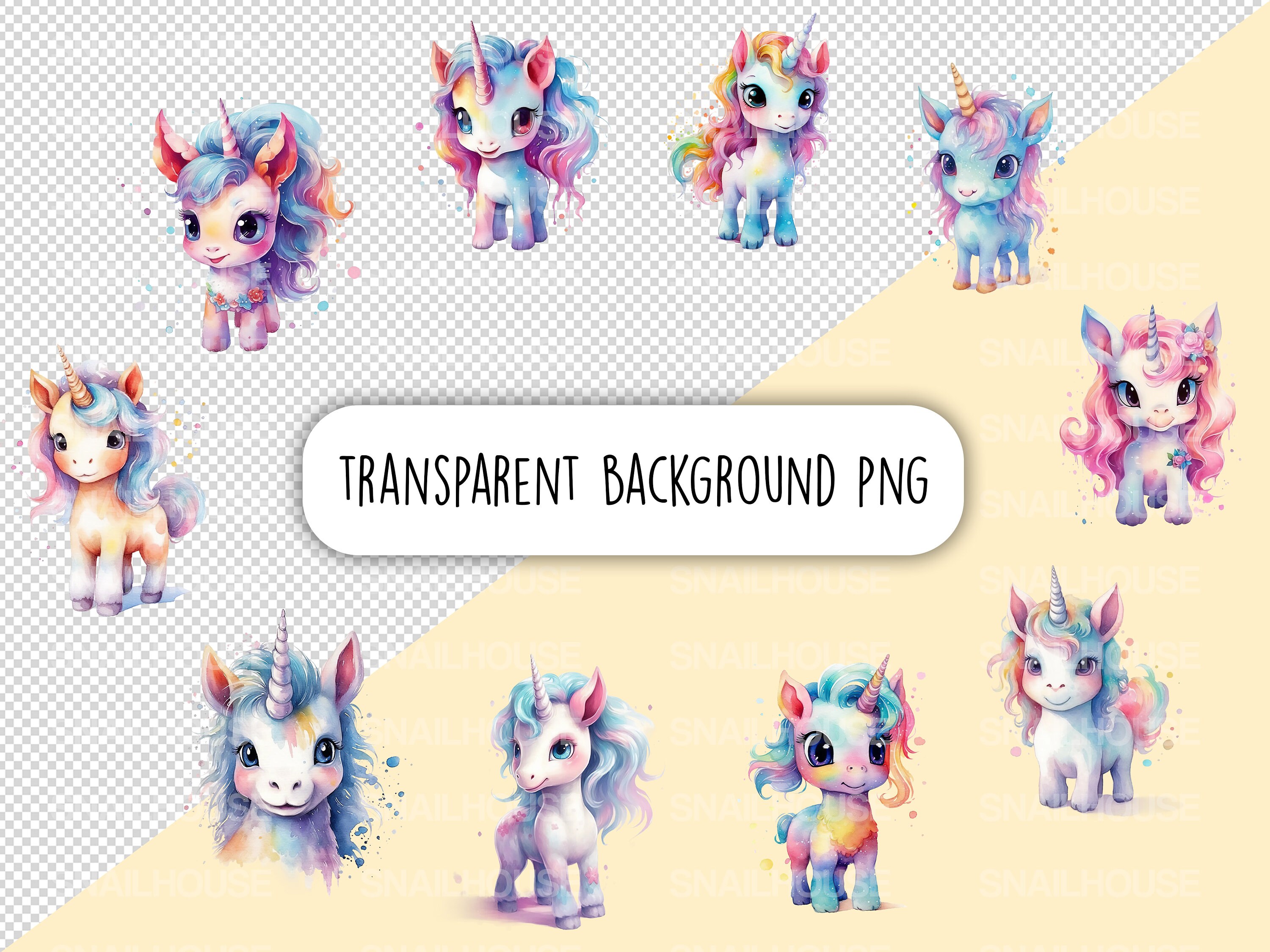 Watercolor Unicorn Clipart Commercially FREE Cute Unicorn Png Clipart ...