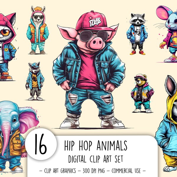 Hip Hop Animals Graphics Png - Etsy