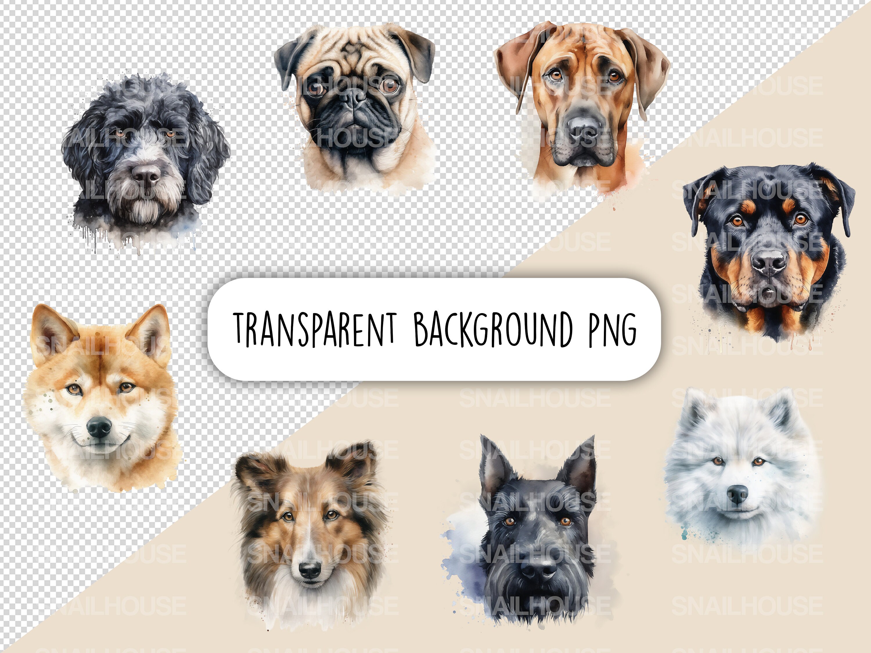 Faces of Dog Breeds Digital Printable Dog Breeds Clip Art FREE ...