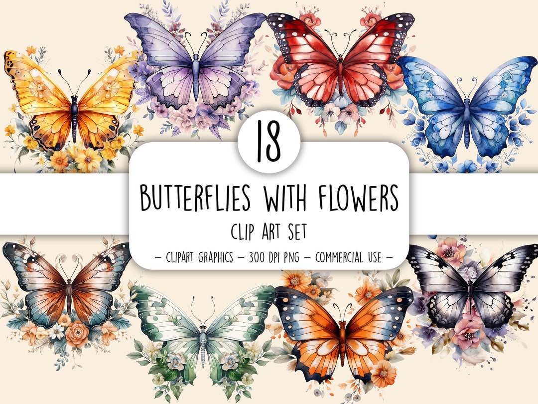 Watercolor Butterfly Clipart Commercially FREE Printable Floral ...