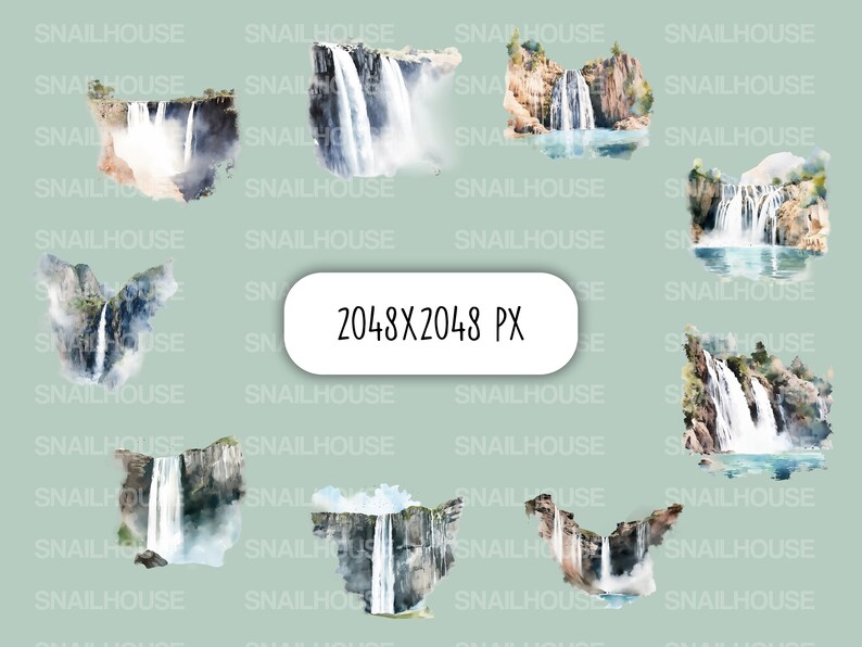 Watercolor Waterfall Clip Art FREE Commercial Use Printable Waterfall ...