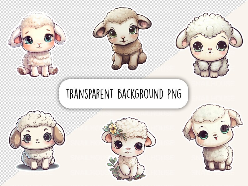 Chibi Lamb Digital Stickers Cute Lamb Printable Stickers Cute Lamb ...