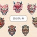 Traditional Japanese Mask Digital Sticker Bundle PNG Printable Japanese ...