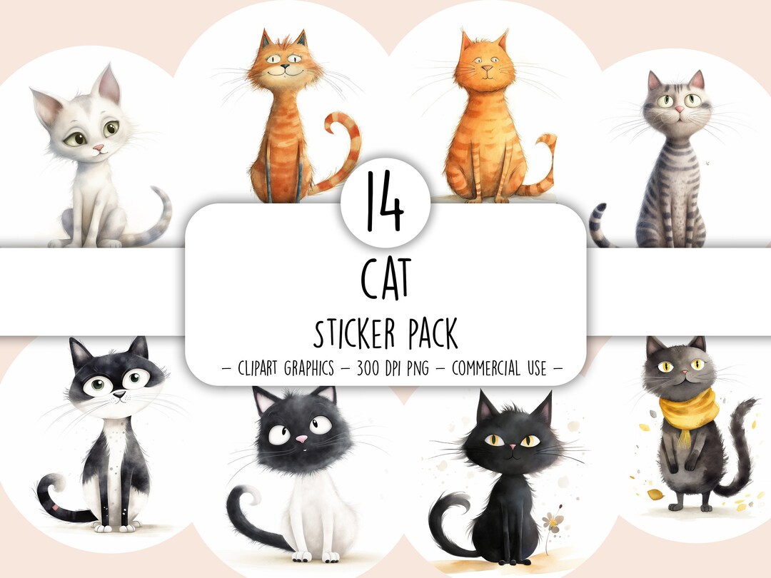 Cute Cat Digital Stickers Cute Cat Printable Stickers Cute Cat ...