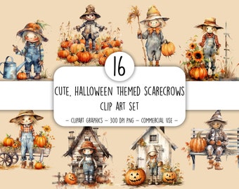 Watercolor Halloween Clip Art Cute Halloween Clipart Printable - Etsy