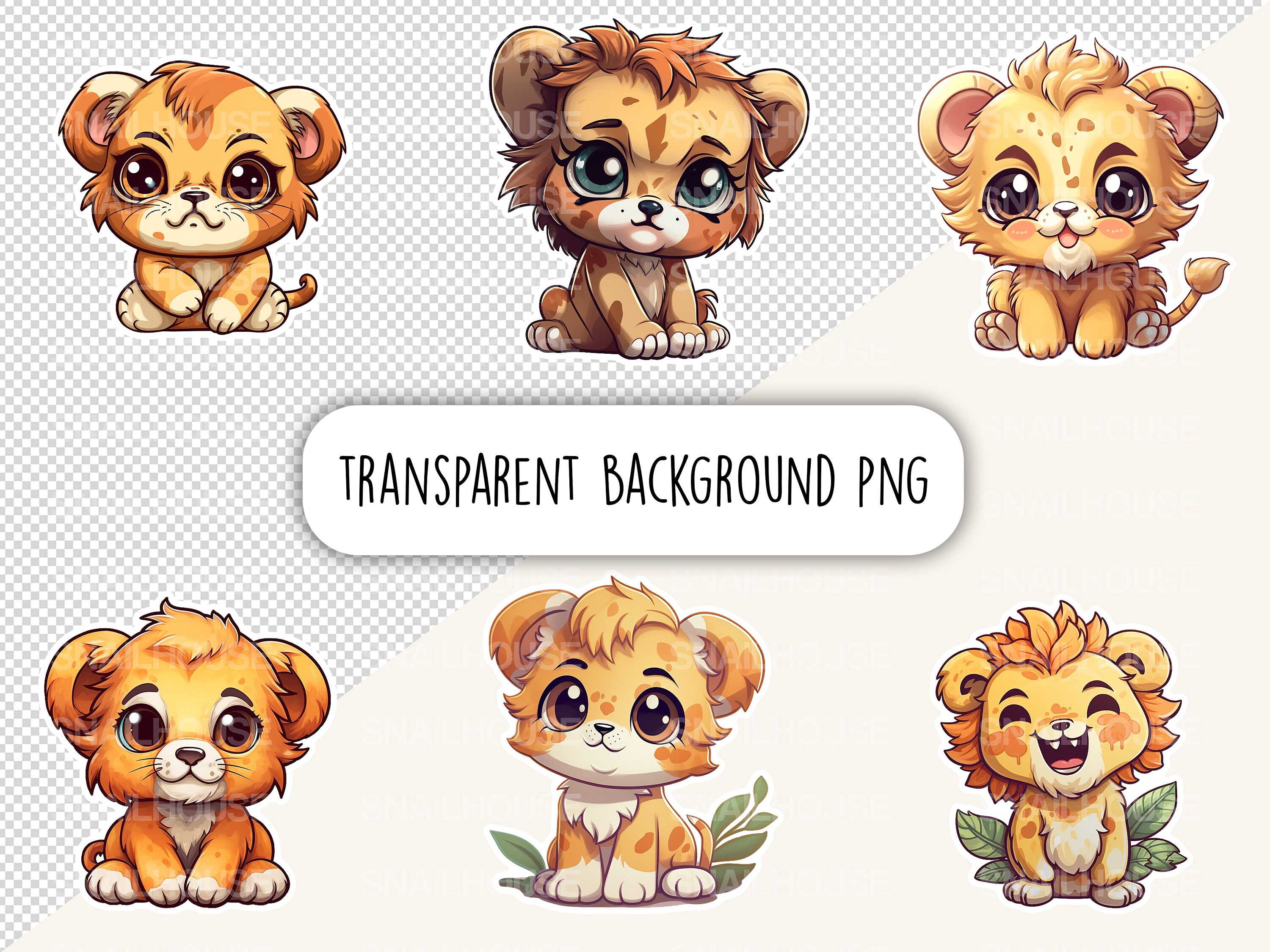 Cute Chibi Lion Digital Stickers Cute Lion Printable Stickers Cute Lion ...